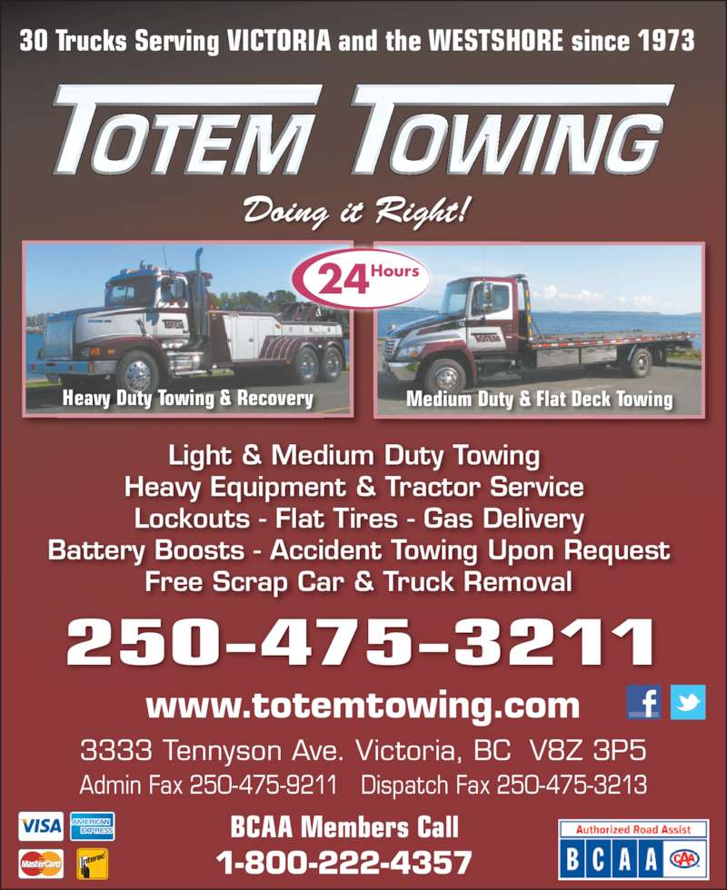Totem Towing - Opening Hours - 3333 Tennyson Ave, Victoria, BC