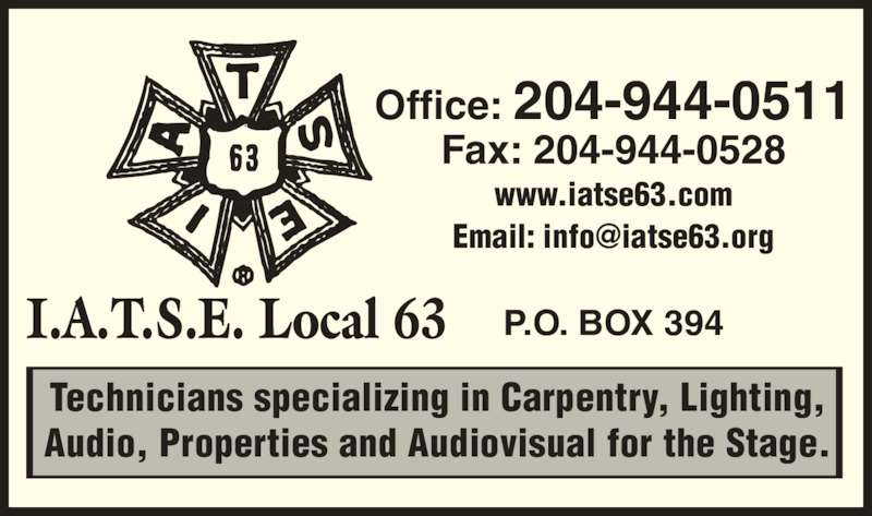 IATSE Local 63 Stage and Audiovisual - 175 McDermot Ave, Winnipeg, MB