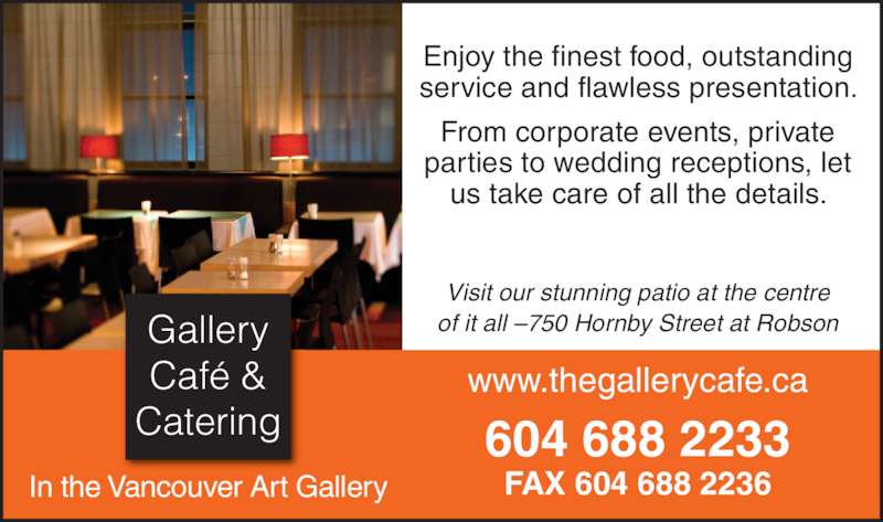 Gallery Cafe & Catering - Menu, Hours & Prices - 750 Hornby St ...
