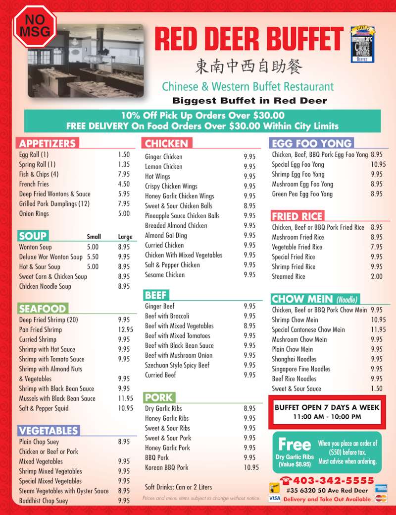 Red Deer Buffet - Menu, Hours & Prices - 35-6320 50 Ave, Red Deer, AB