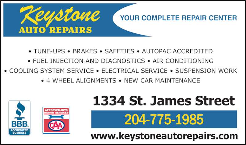 Keystone Auto Repairs - Opening Hours - 1334 St James St, Winnipeg, MB