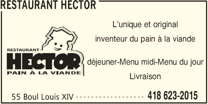 Casse-Croûte Gros Hector - Menu, Horaire et Prix - 55 boul Louis-XIV ...