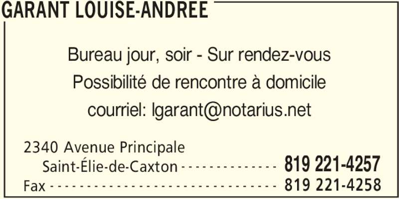 Louise-Andrée Garant - Horaire d'ouverture - 2340, av Principale, Saint ...