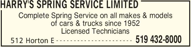 Harry's Spring Service Limited - 512 Horton St E, London, ON