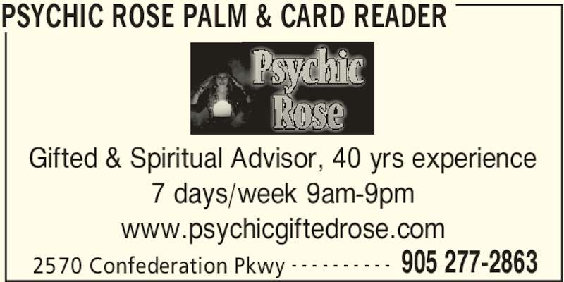 Psychic Rose Palm & Card Reader - Opening Hours - 2570 Confederation ...