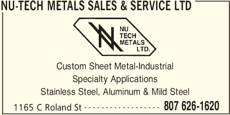Nu-Tech Metals Sales & Service Ltd - C-1165 Roland St, Thunder Bay, ON