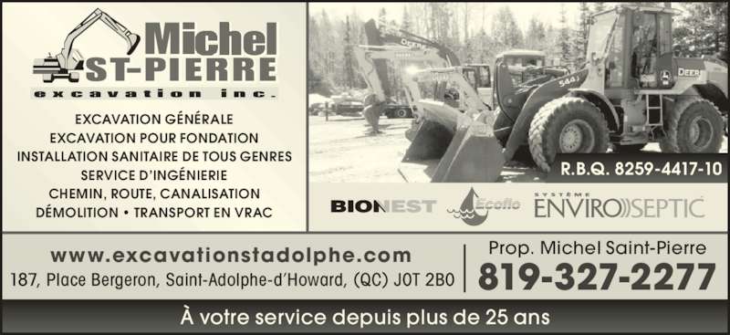Michel St-Pierre Excavation Inc - Horaire d'ouverture - 187, ch ...