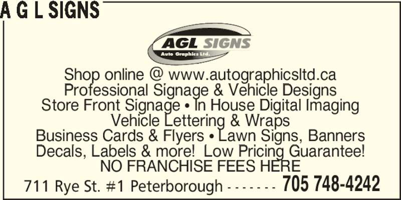 AGL Signs (Auto Graphics Ltd) - Opening Hours - 711 Rye St ...
