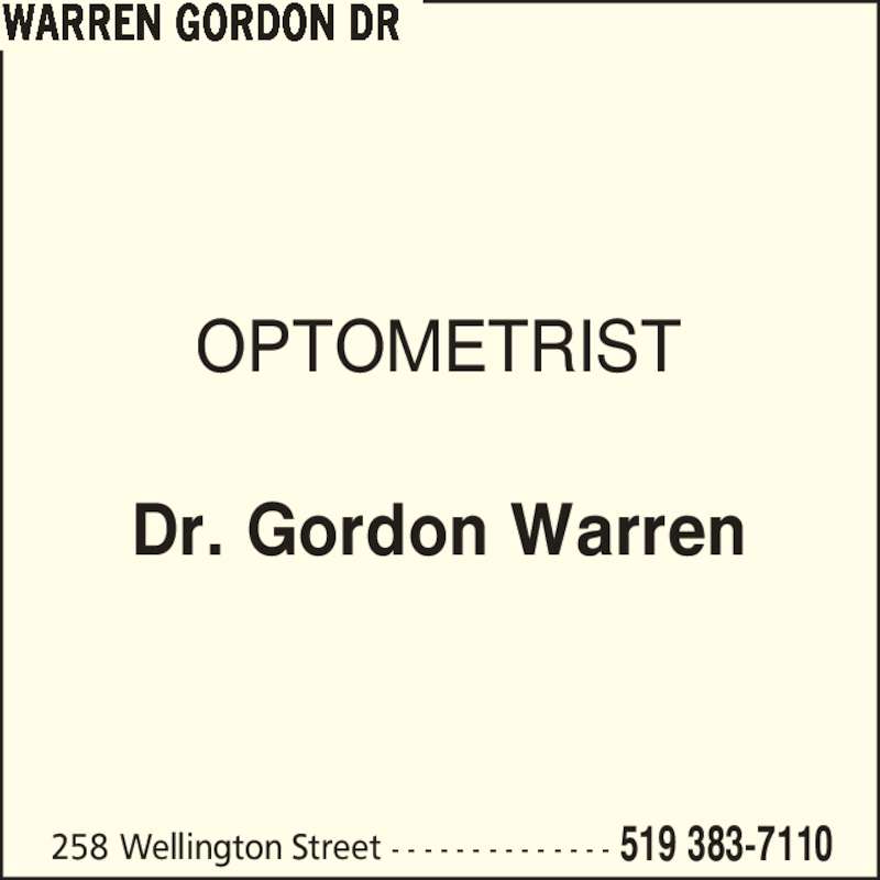 Dr Gordon Warren - Opening Hours - 258 Wellington St, Sarnia, ON