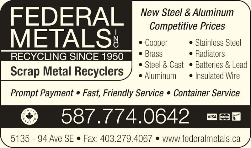 Federal Metals Inc - Calgary, AB - 5135 94 Ave SE | Canpages
