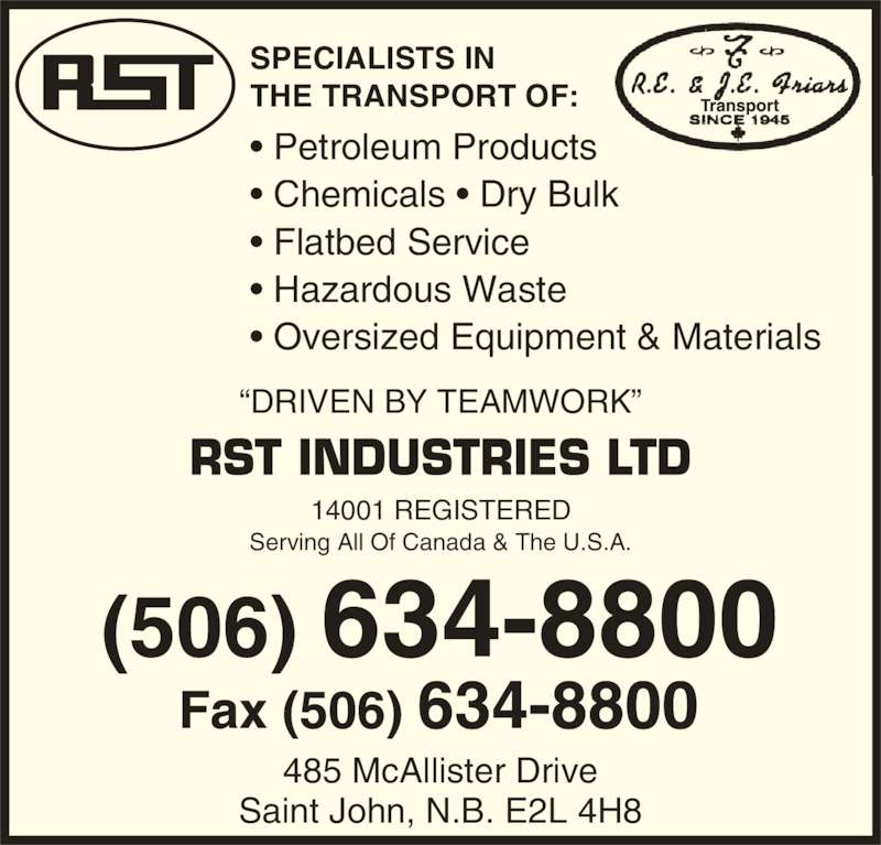 RST Industries - 485 McAllister Dr, Saint John, NB