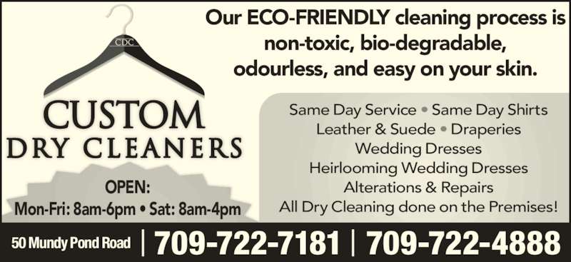 Custom Dry Cleaners - St John's, NL - 50 Mundy Pond Rd | Canpages