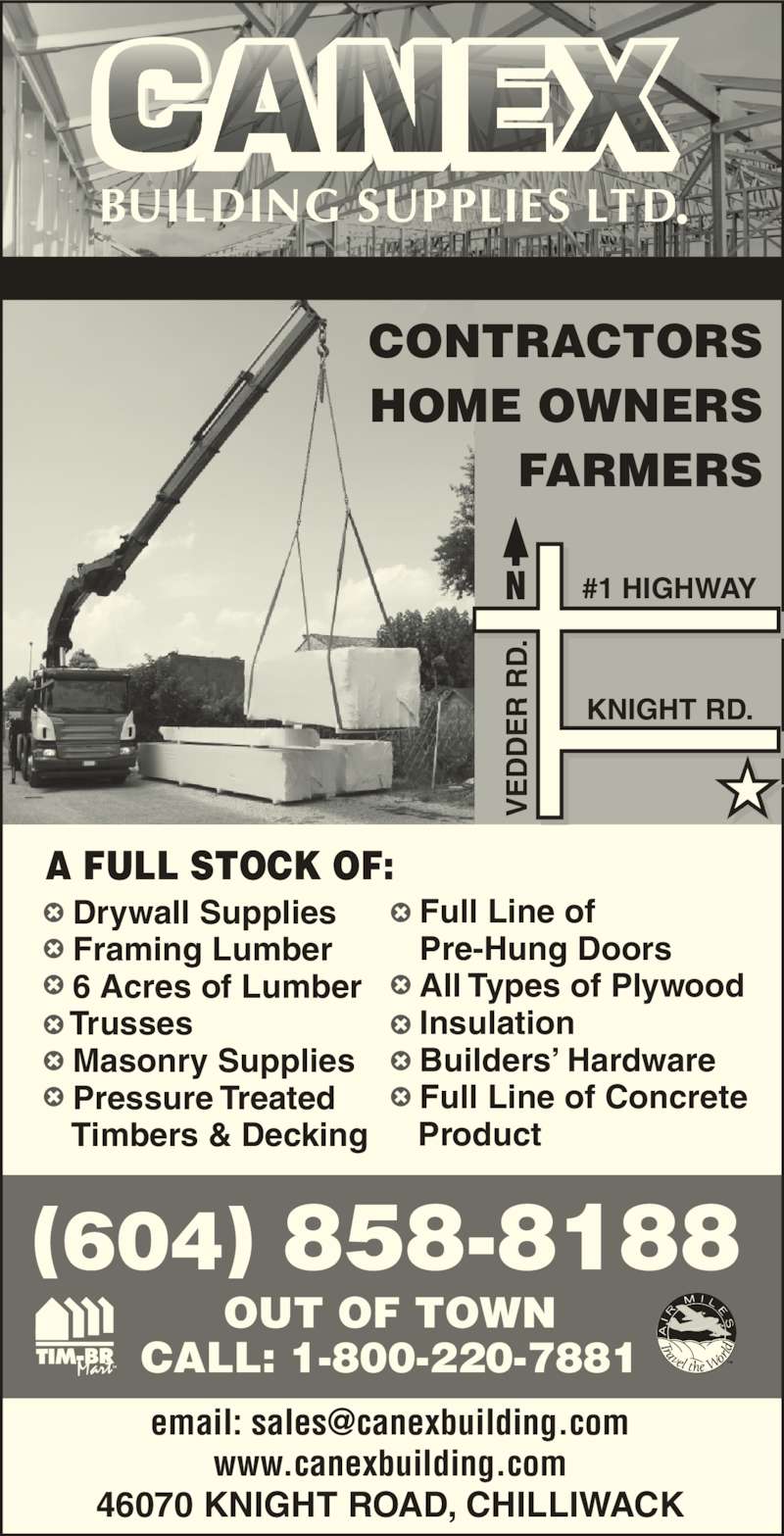 Canex Building Supplies Ltd - Opening Hours - 46070 Knight Rd ...