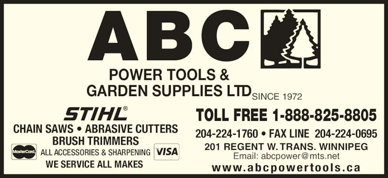 A B C Power Tools - Opening Hours - 201 Regent Ave W, Winnipeg, MB