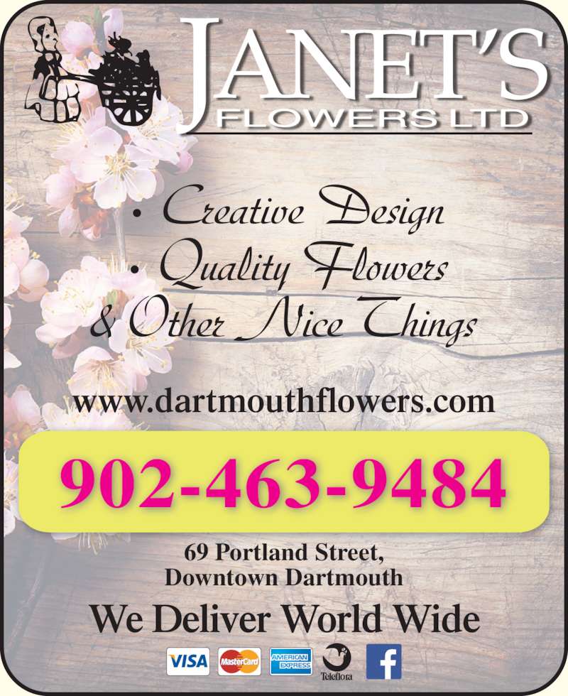 Janet's Flowers Ltd - Opening Hours - 69 Portland St, Dartmouth, NS