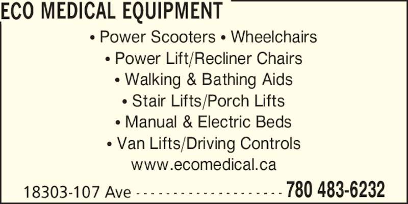 Eco Medical Equipment - 18303 107 Avenue NW, Edmonton, AB