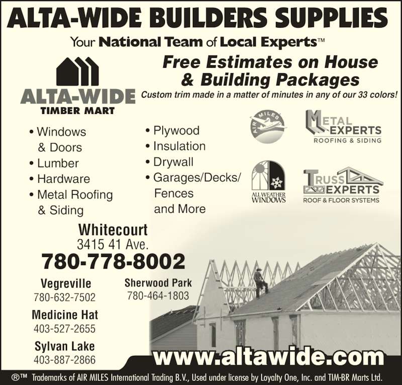 Alta-Wide Builders Supplies Ltd - Opening Hours - 3415 41st Avenue ...