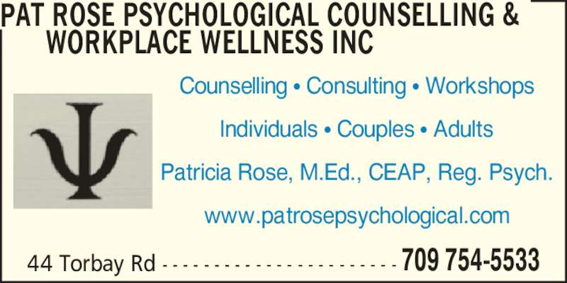 Pat Rose Psychological Counselling & Workplace Wellness Inc - 44 Torbay ...