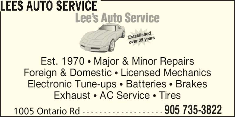 Lees Auto Service - Opening Hours - 1005 Ontario Rd, Welland, ON