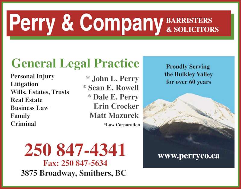 Perry & Co - Opening Hours - 1081 Main, Smithers, BC