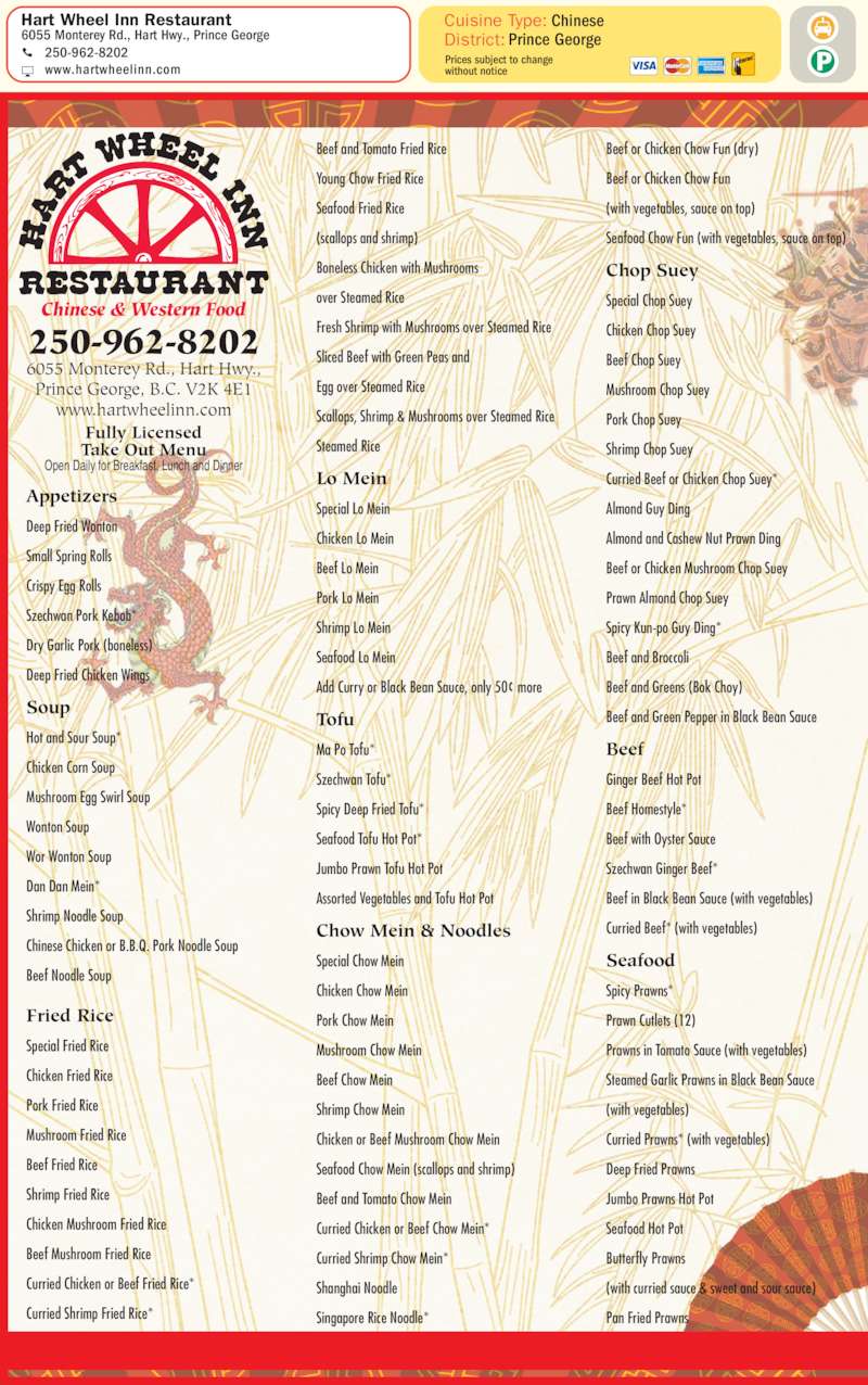 Hart Wheel Inn Restaurant - Prince George, BC - 6055 Monterey Rd ...