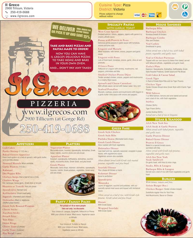 Il Greco - Victoria, BC - 2900 Tillicum Rd | Canpages